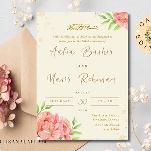 Digital Muslim Wedding Invitation Template Electronic Floral Nikah ...