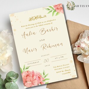 Digital Muslim Wedding Invitation Template Electronic Floral Nikah ...