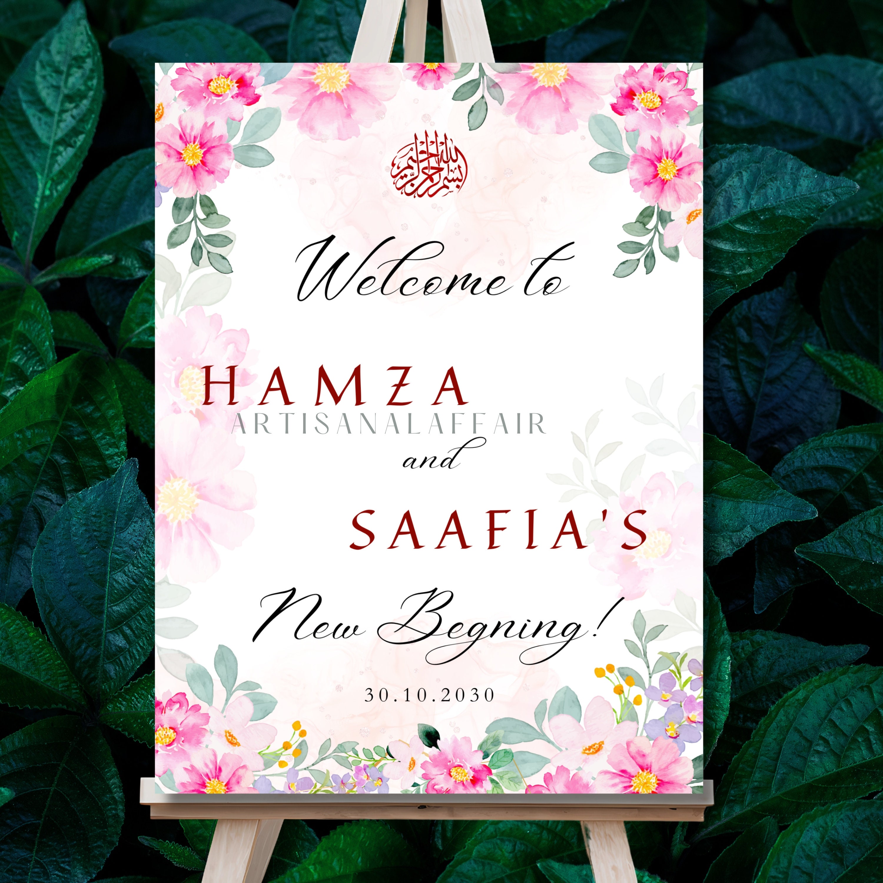 Blush Pink Floral Muslim Wedding Welcome Sign Nikah Welcome Sign Nikkah ...