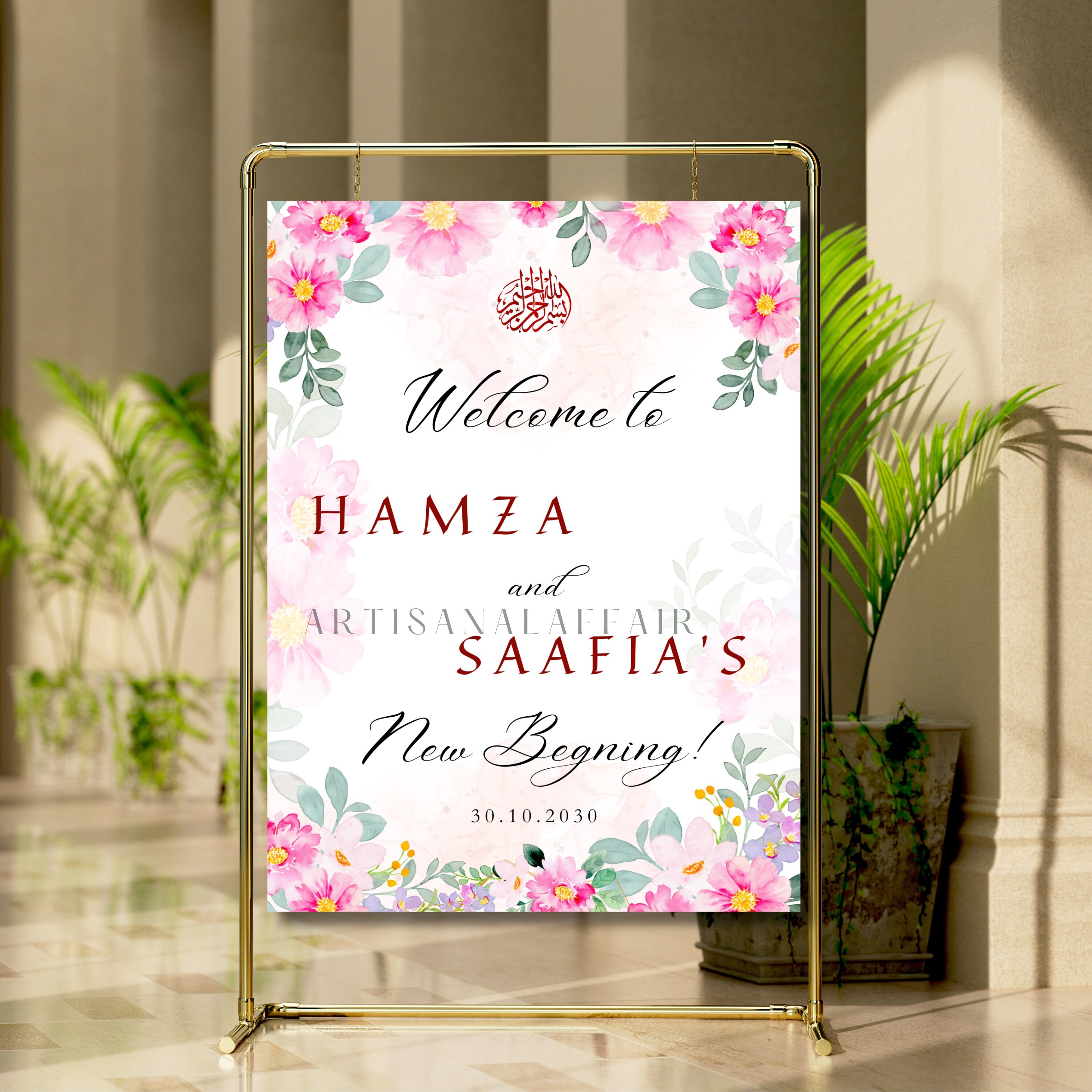 Blush Pink Floral Muslim Wedding Welcome Sign Nikah Welcome Sign Nikkah ...