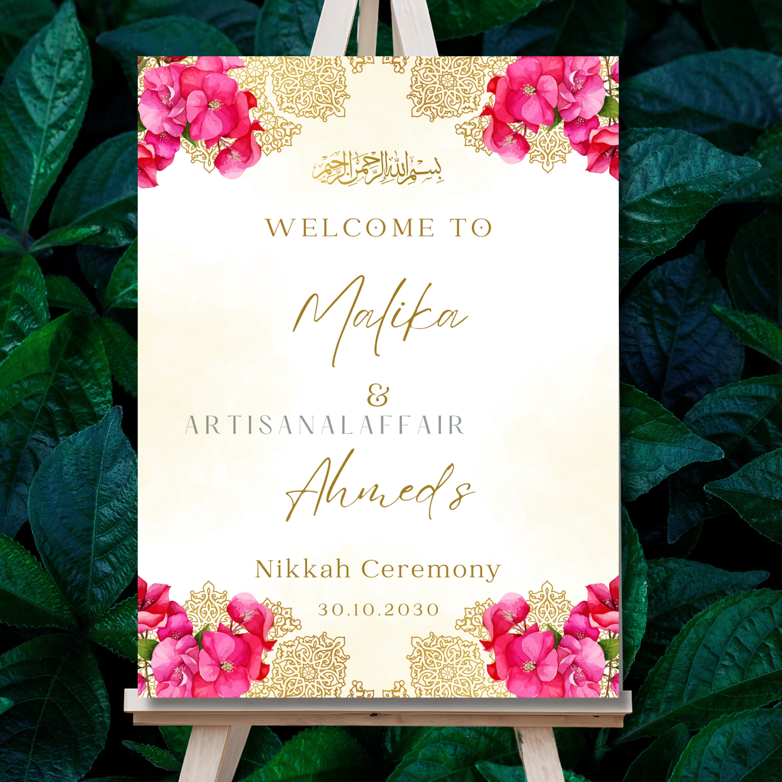 Elegant Muslim Wedding Welcome Sign Nikkah Welcome Sign Board Mandala ...