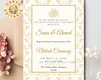 Nikkah Invitation Card Digital Template - Etsy