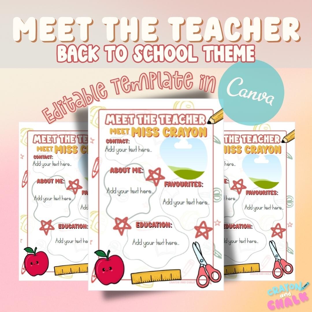 Meet the Teacher | Back to School Theme | Editable Template Canva - Etsy