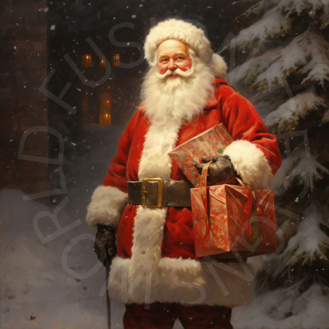 Vintage Santa Claus Christmas Art Bundle: 5 Printable Jpgs (digital ...