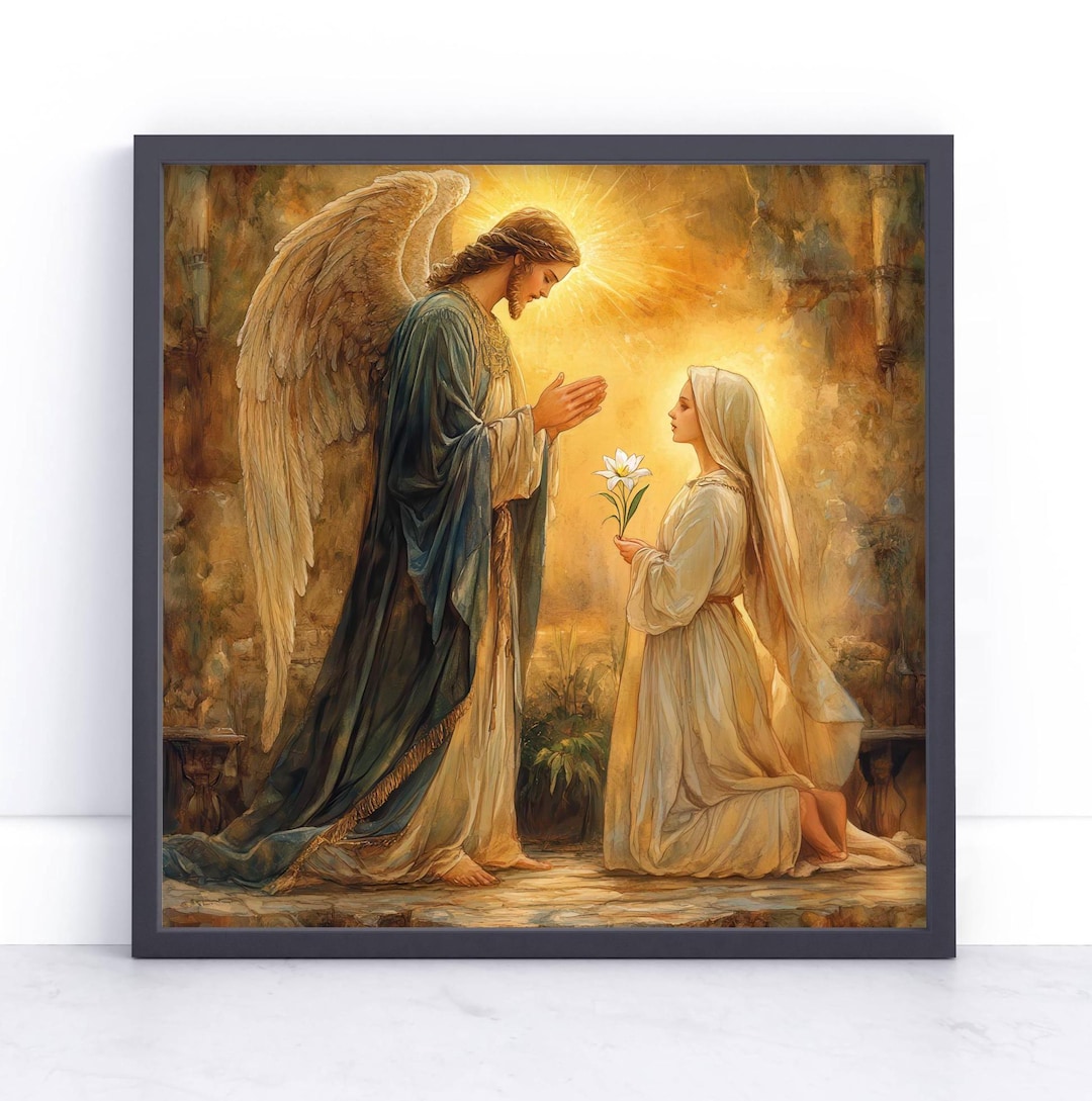 Angel Gabriel and Mary Art Print: Serene Annunciation Scene (digital ...