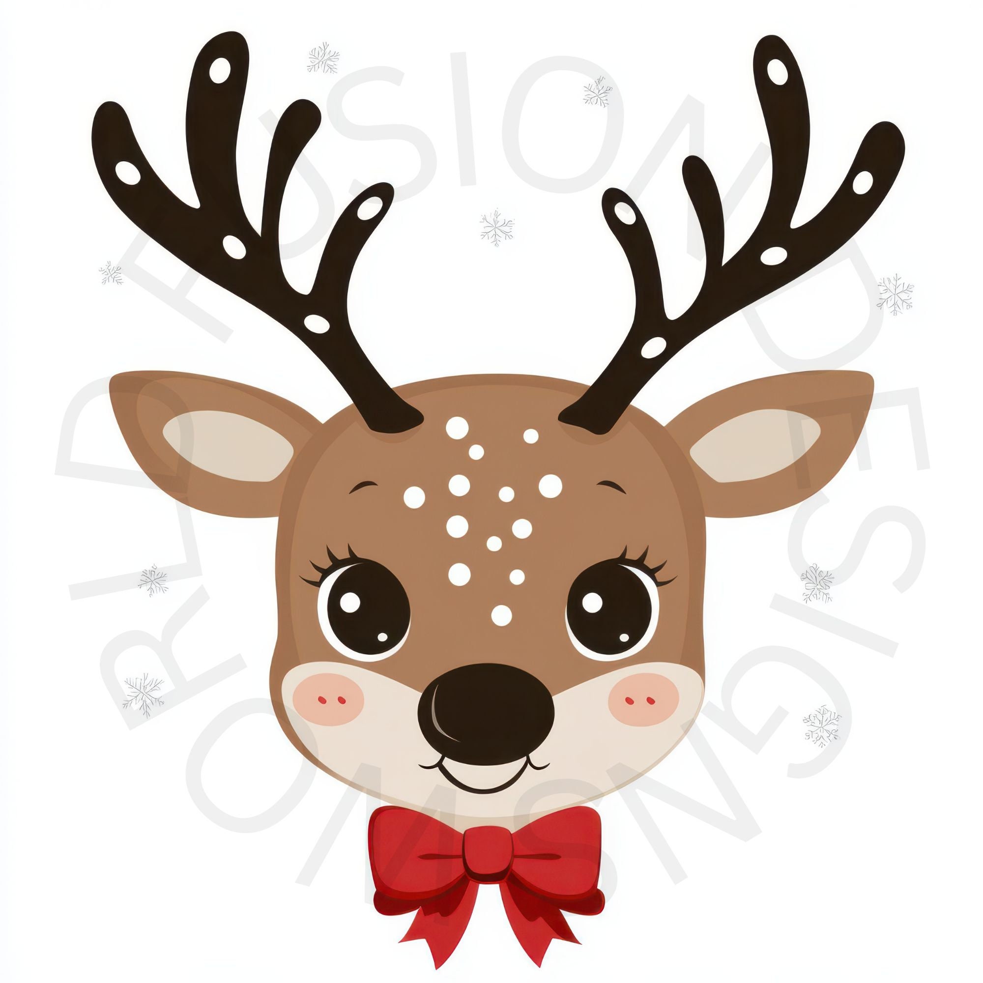 Christmas Reindeer Clipart Bundle, 5 Jpgs, Cute Deer Faces With Red ...
