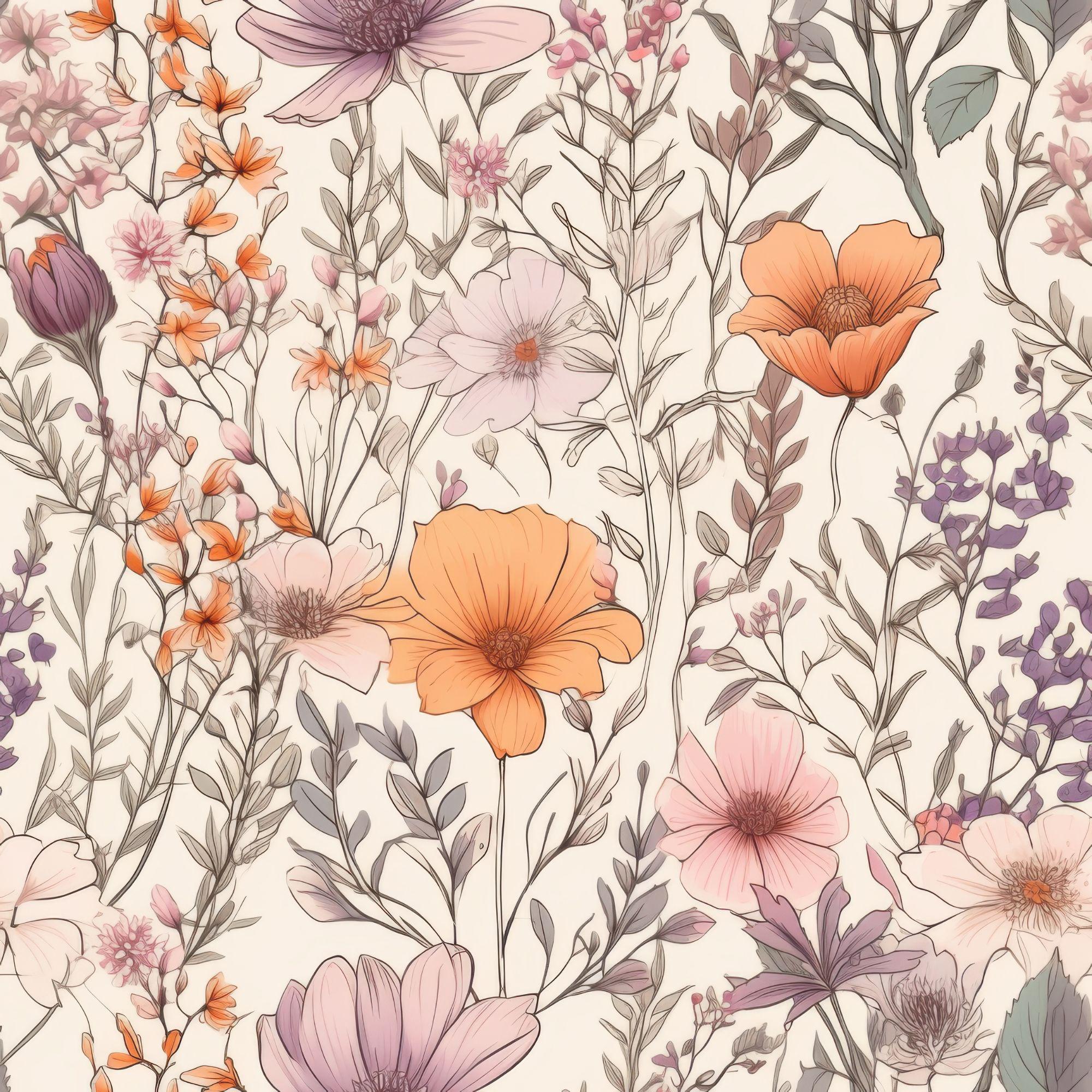 Wildflower Garden Floral Digital Pattern for Crafting and Design - Etsy