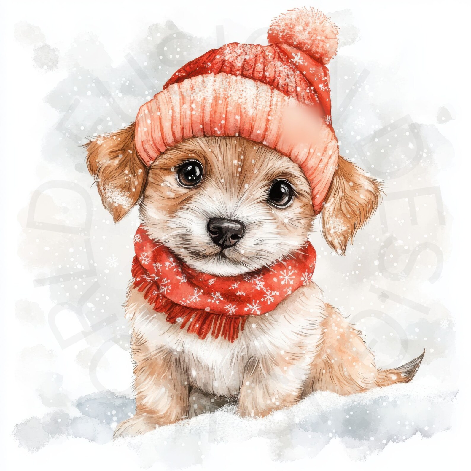 Christmas Puppy Clipart Set, Cute Winter Puppy Illustration Bundle ...