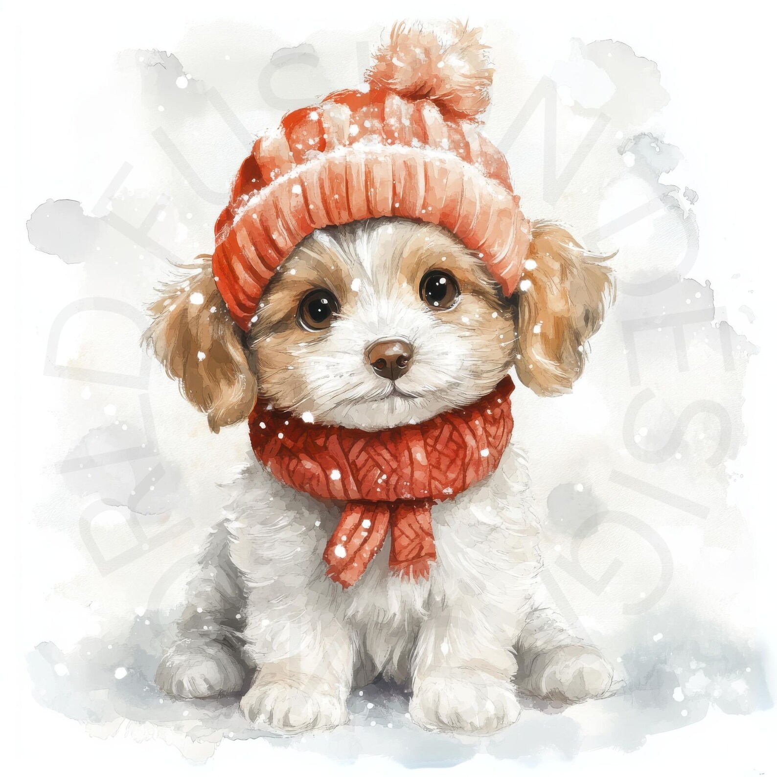 Christmas Puppy Clipart Set, Cute Winter Puppy Illustration Bundle ...