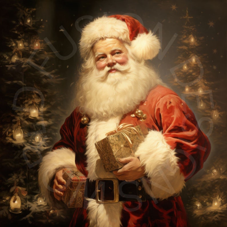 Vintage Santa Claus Christmas Art Bundle: 5 Printable Jpgs (digital ...