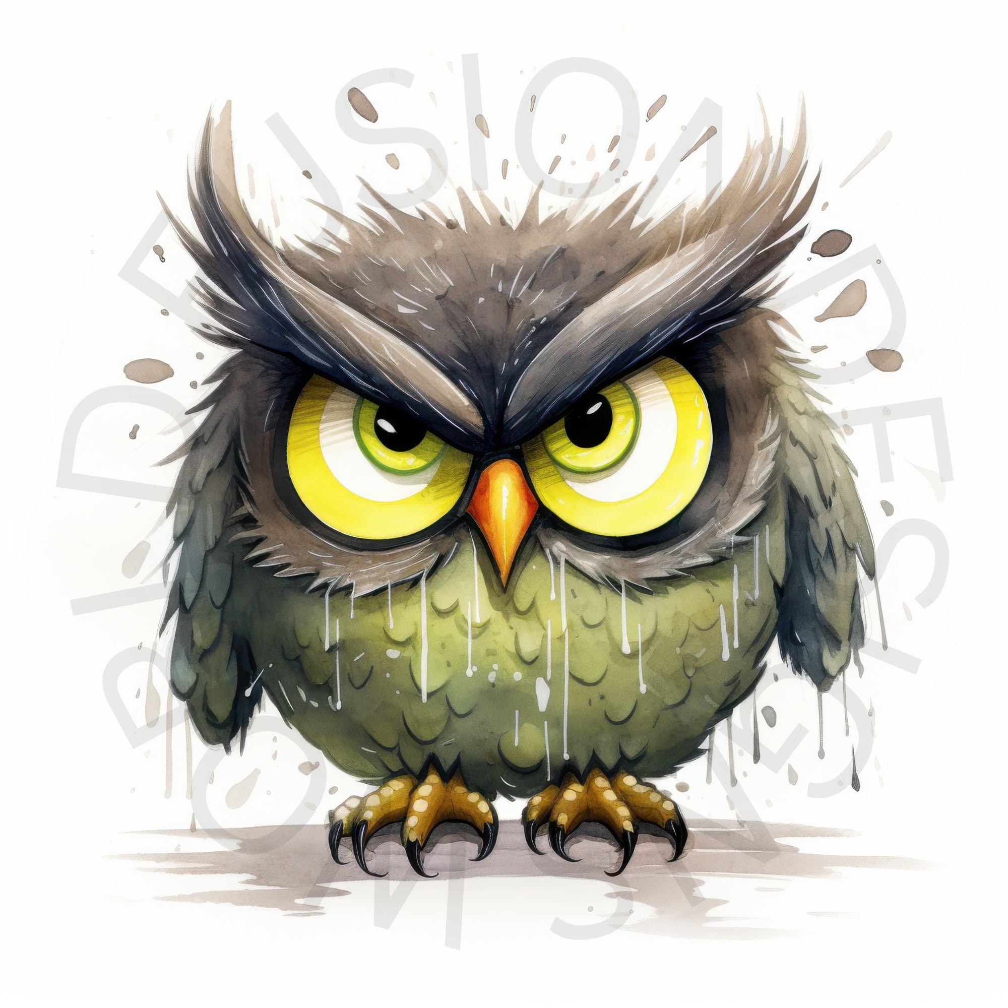 Angry Owls Clip Art, 8 Illustrations, Use for Scrapbooking, Wall Art ...