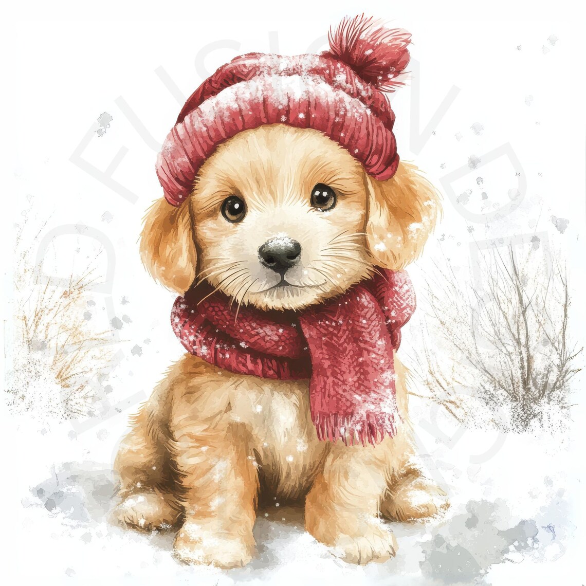 Christmas Puppy Clipart Set, Cute Winter Puppy Illustration Bundle ...
