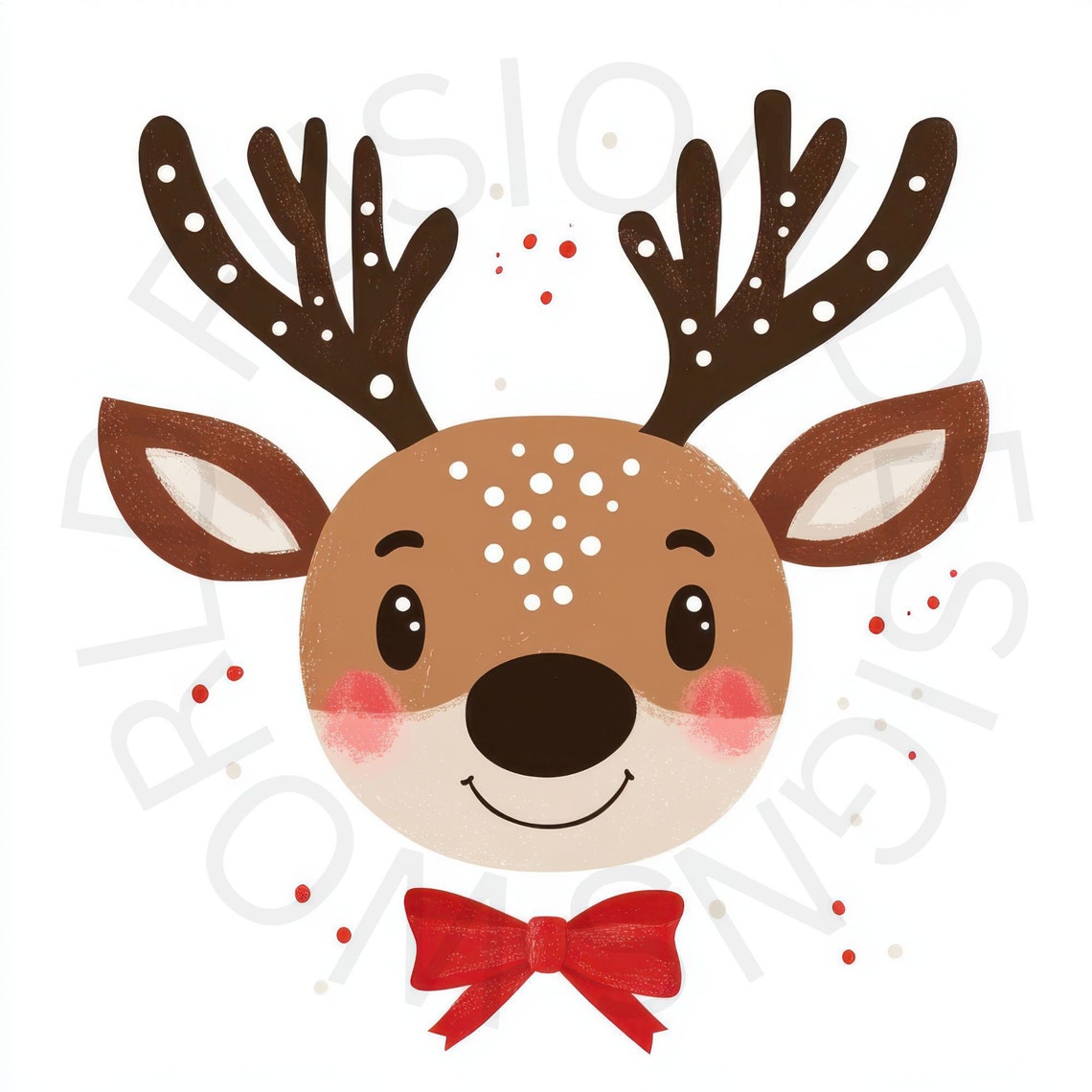 Christmas Reindeer Clipart Bundle, 5 Jpgs, Cute Deer Faces With Red ...