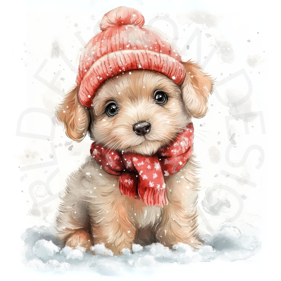 Christmas Puppy Clipart Set, Cute Winter Puppy Illustration Bundle ...