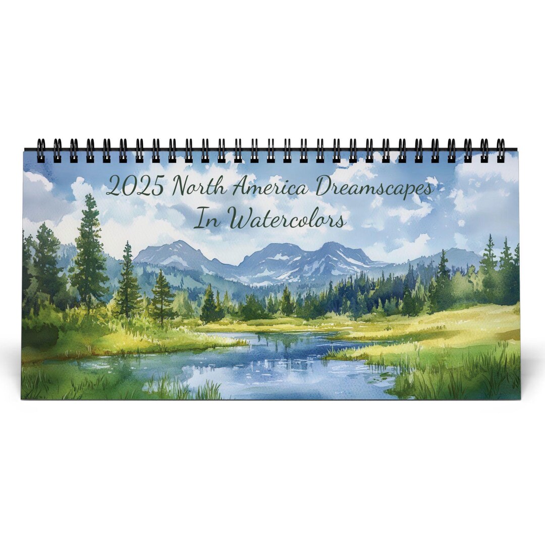 2025 Watercolor Desktop Calendar, North America Dreamscapes 2025 ...