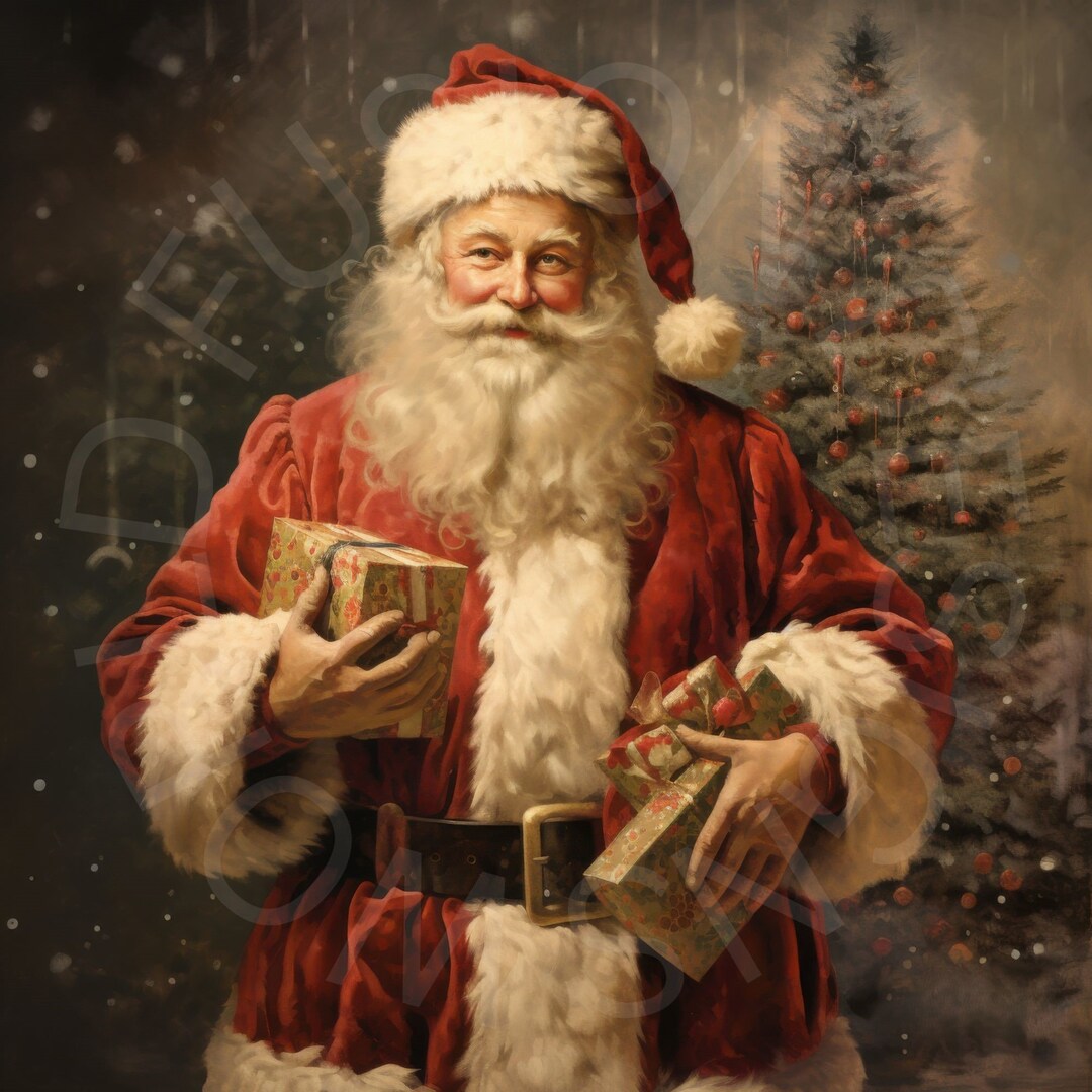 Vintage Santa Claus Christmas Art Bundle: 5 Printable Jpgs (digital ...