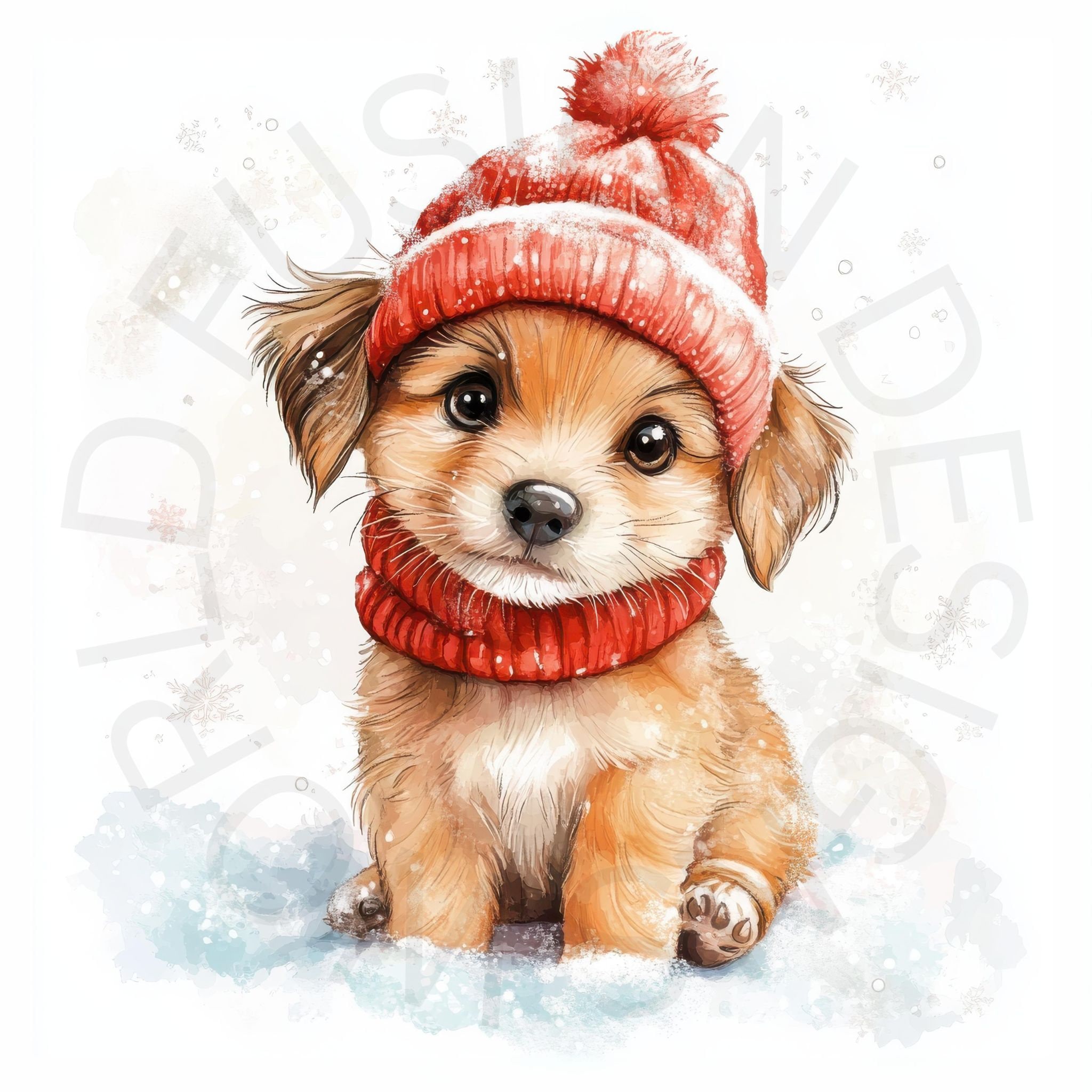 Christmas Puppy Clipart Set, Cute Winter Puppy Illustration Bundle ...