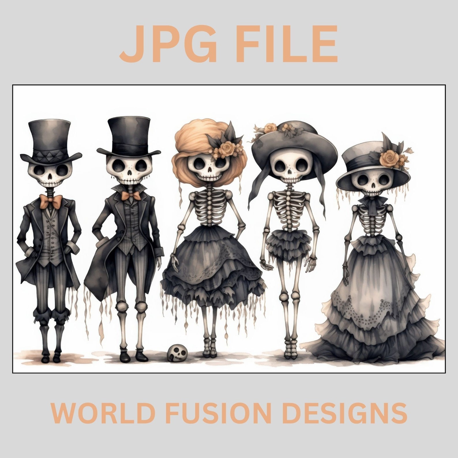 Spooky Skeleton Family Halloween Design 1x JPG 1x PNG Perfect for T ...