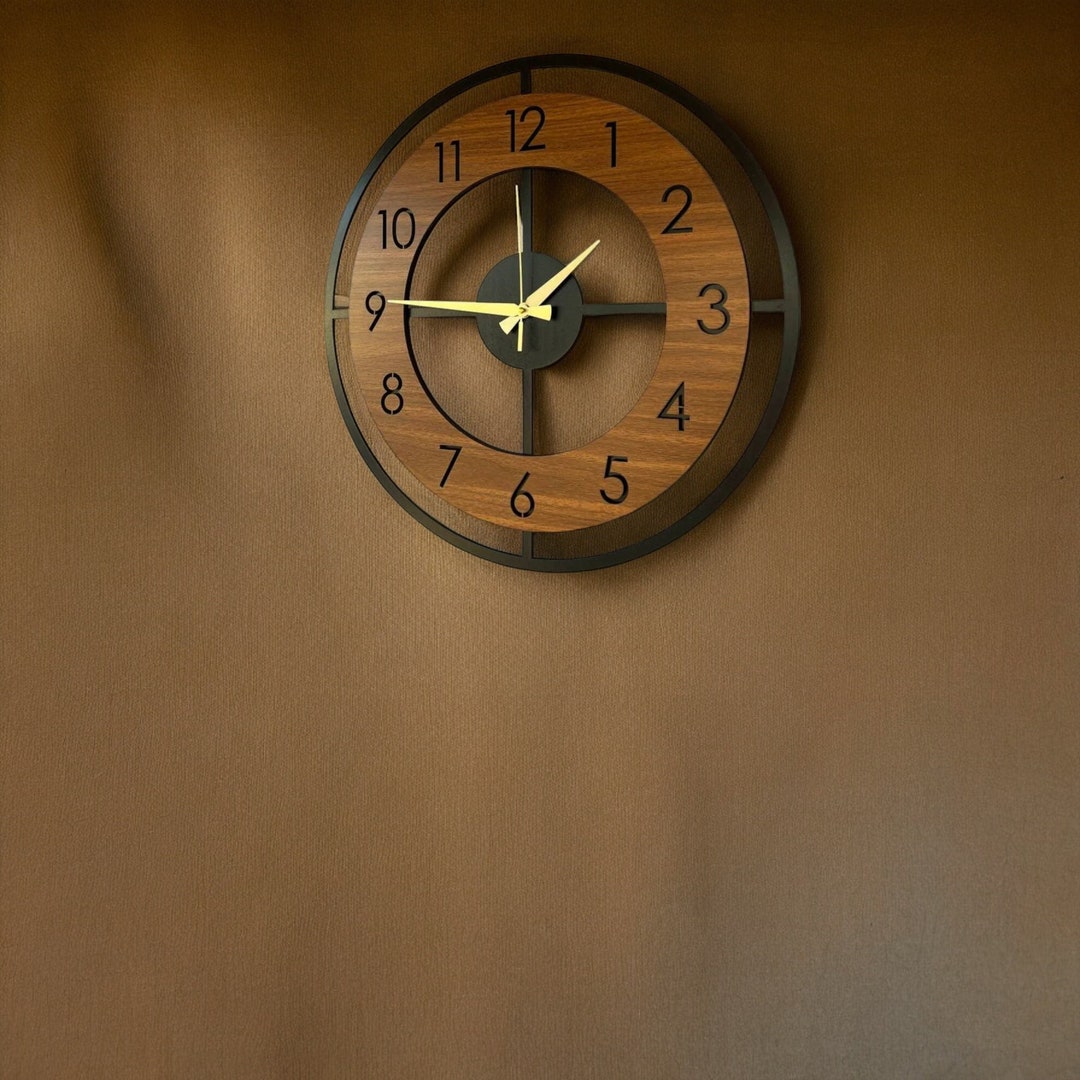 Wooden Wall Clock, Large Wall Clock, Retro Wall Clock, Wall Clock ...