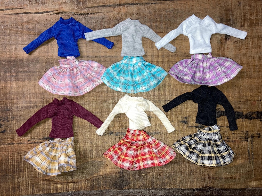 Barbie Doll Outfits/barbie Doll Long Sleeve Shirt and Plaid Skirt Set ...
