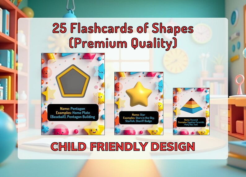 25 Flashcards of Shapes - Etsy