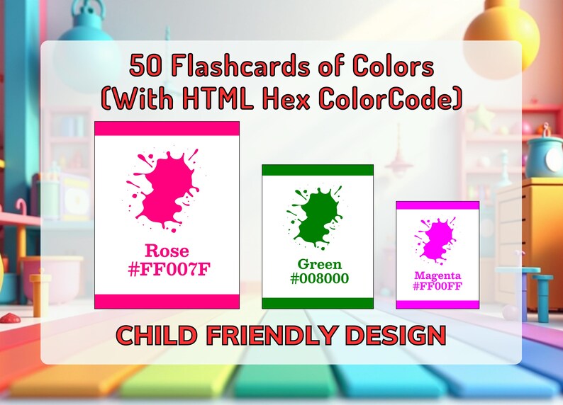 50 Flashcards of Colors - Etsy