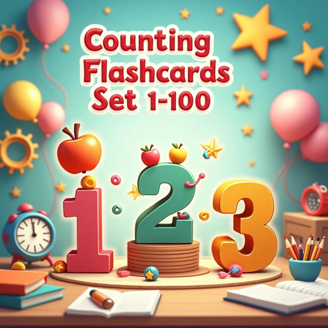 Premium Quality Counting Flashcards Set (1-100) - Etsy