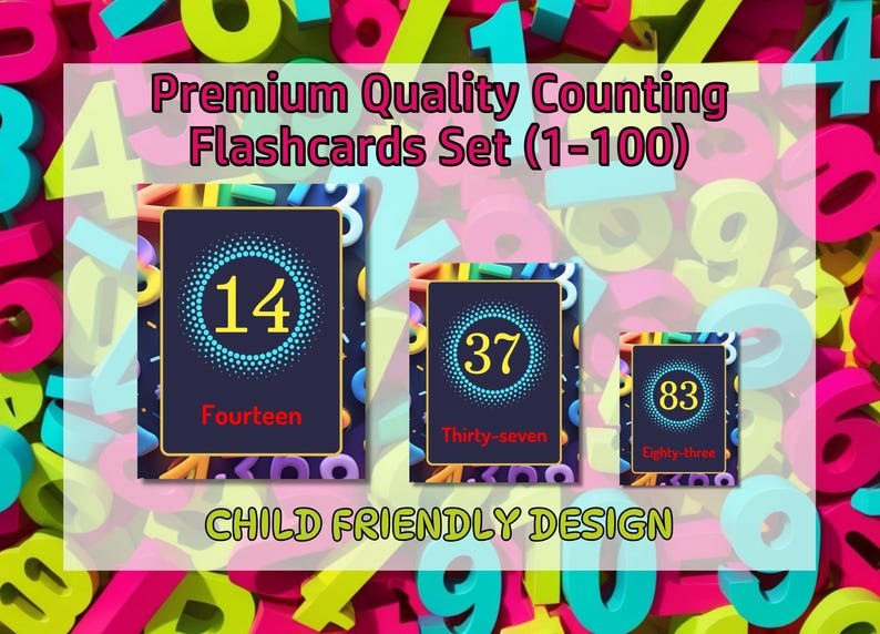 Premium Quality Counting Flashcards Set (1-100) - Etsy