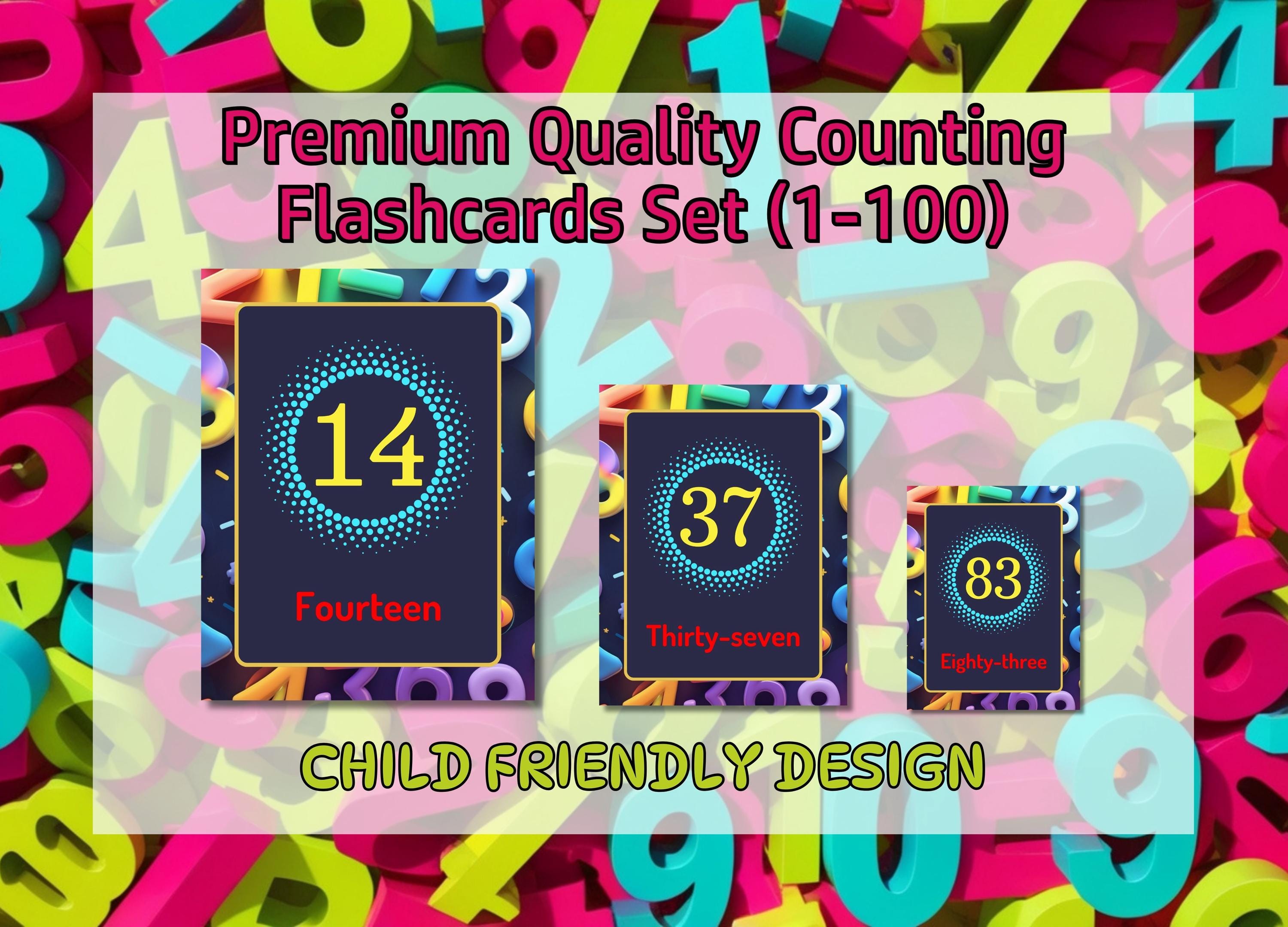 Premium Quality Counting Flashcards Set (1-100) - Etsy