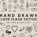 Love Heart Flash Tattoo Bundle, Bachelorette Illustrations, Heart ...