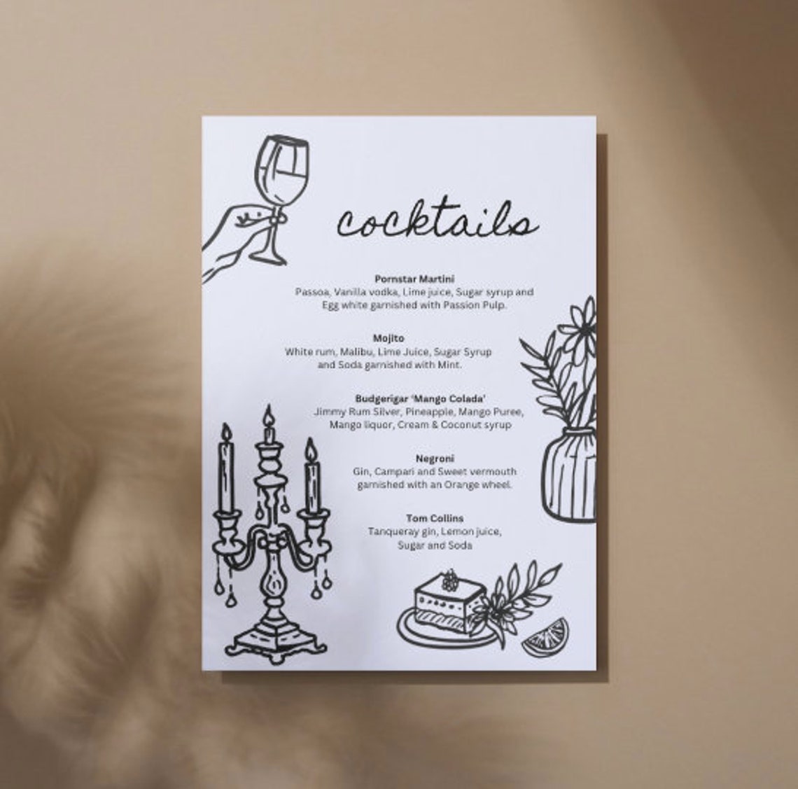 Hand Drawn Food Dessert Images, Quirky Italian French Food, Wine Decor ...