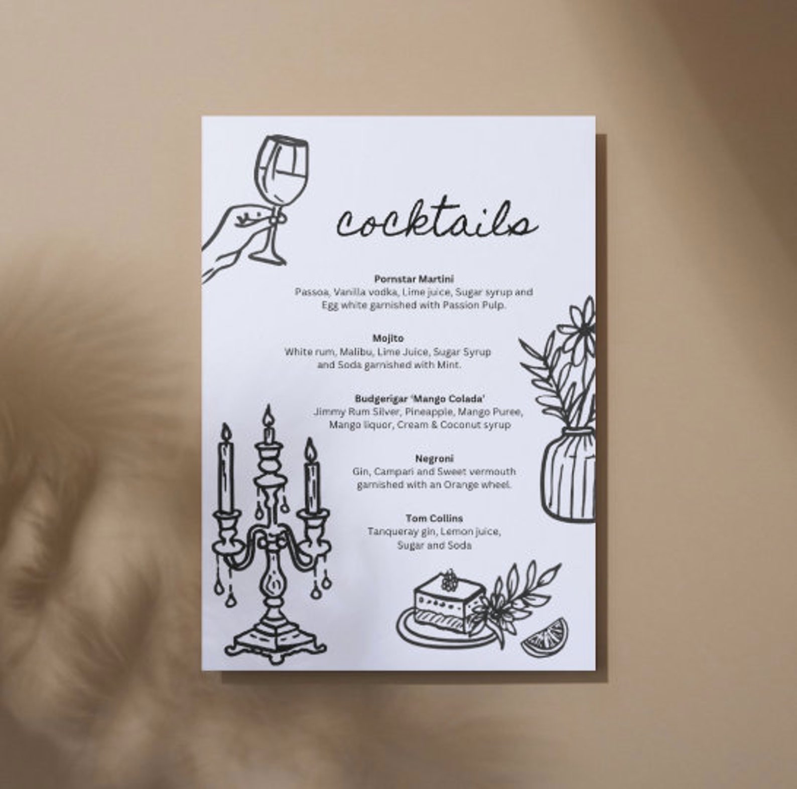 Hand Drawn Food Dessert Images, Quirky Italian French Food, Wine Decor ...