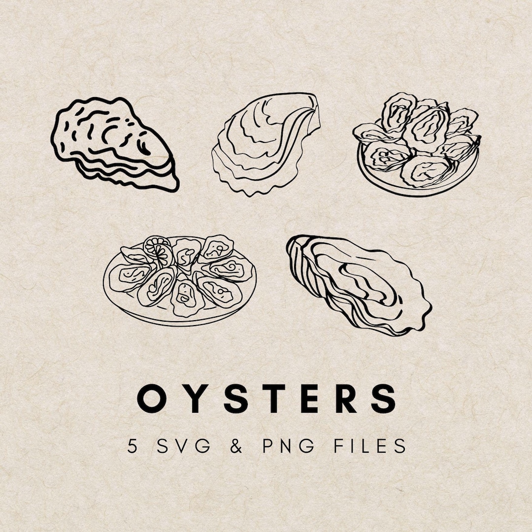 Oyster Seashell Clipart, Oysters Digital Download, Seafood SVG, Ocean ...