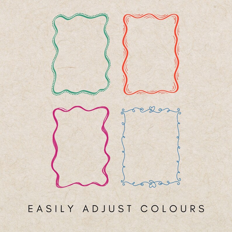 Quirky Wavy Scribble Border Illustration PNG SVG - Hand Drawn Wavy Curly Frame, Retro Modern ...