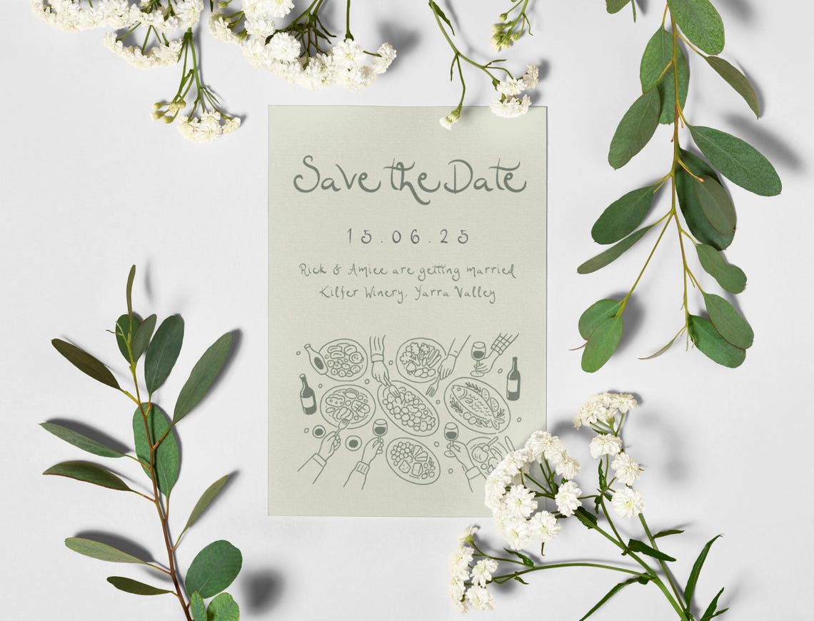 Hand-drawn Wedding Tablescape Clipart: Dinner Party Illustration (PNG ...