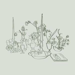 Hand Drawn Quirky Wedding Table Setting, Dinner Table Decor Clipart ...