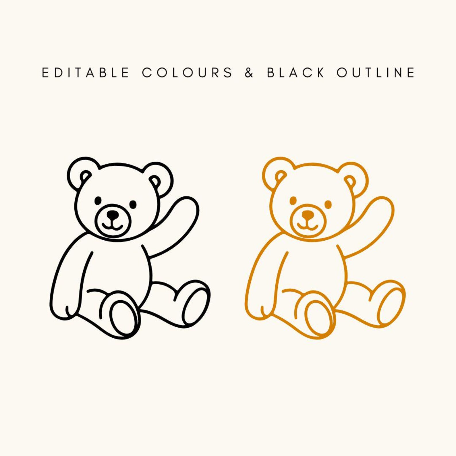 Cute Teddy Clipart Digital Download, Simple Teddy Bear Illustration ...