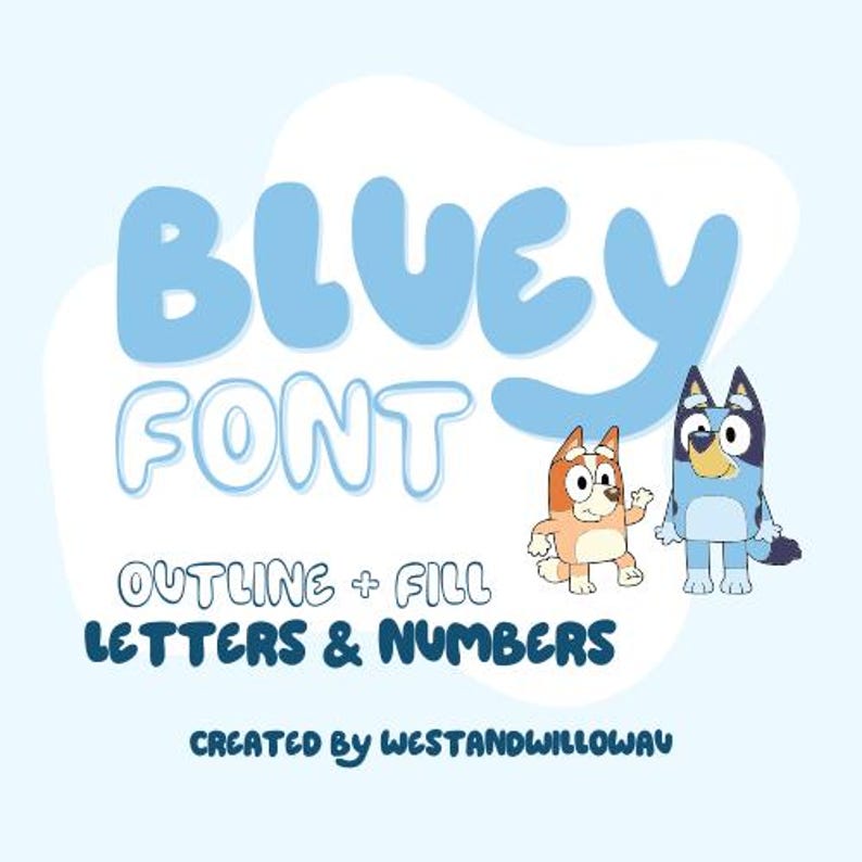 Bluey Inspired Kids Cute Font, Handwritten Bubble Font, Outline Font ...