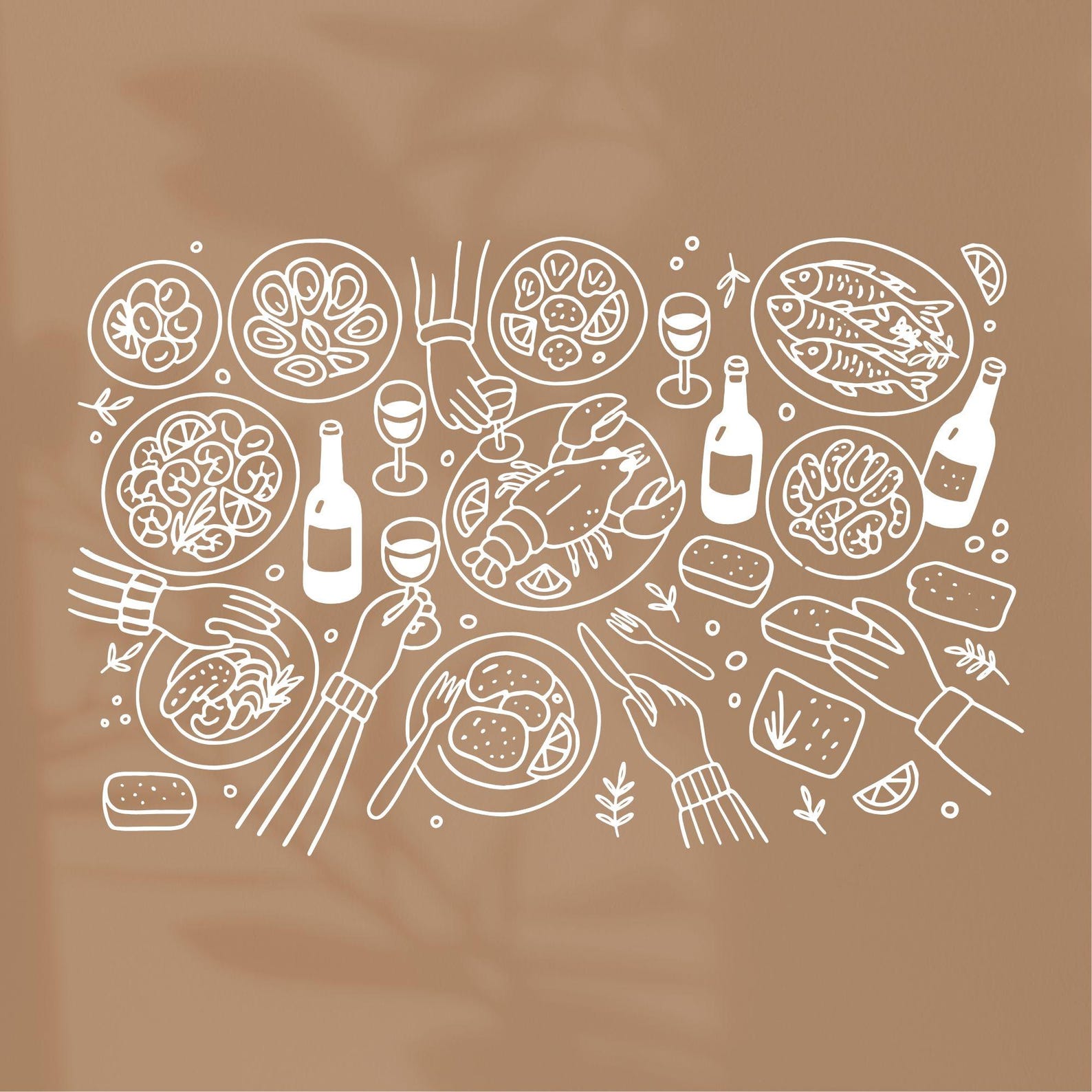 Hand-drawn Wedding Tablescape Clipart: Dinner Party Illustration (PNG ...