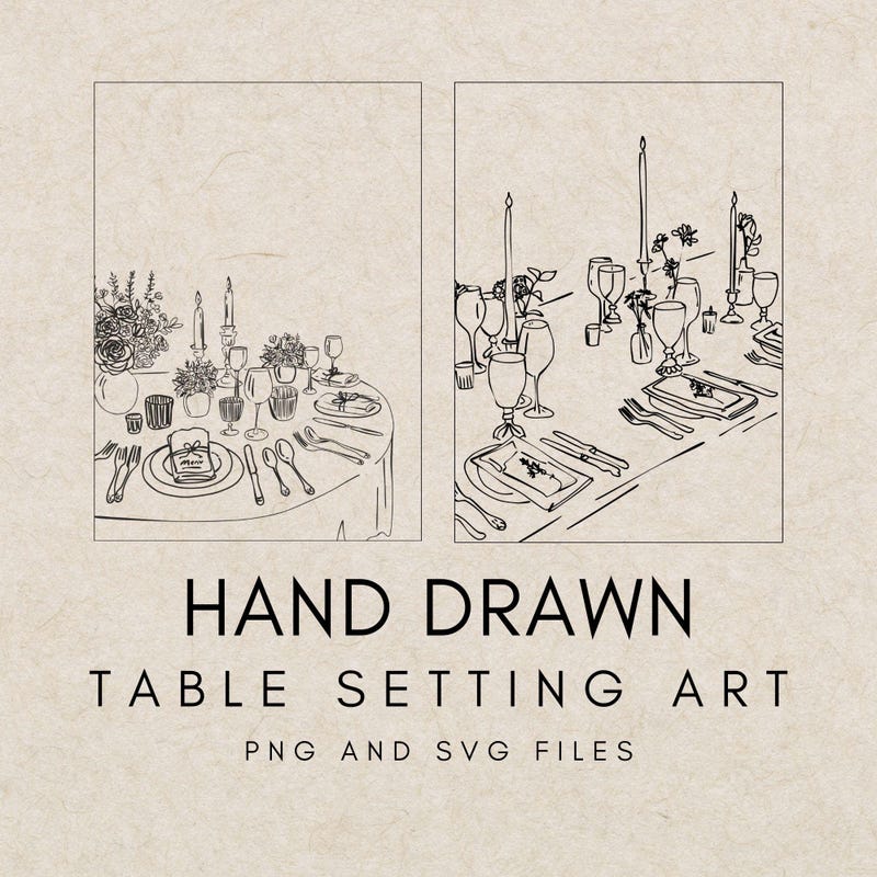 Place Setting Hand Drawn Art - Etsy UK