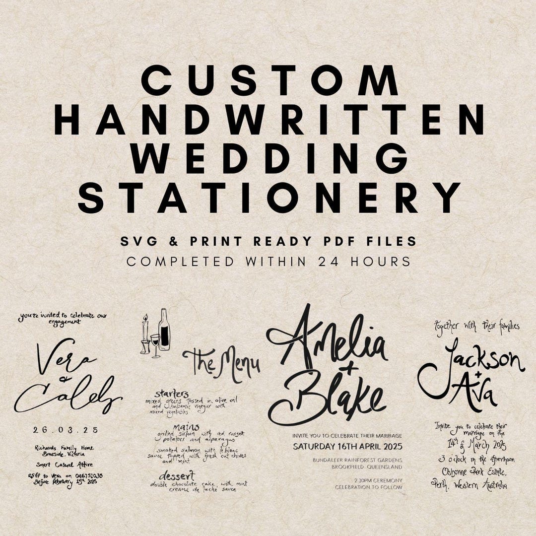Custom Handwritten Wedding Artwork, Whimsical Wedding Suites, Wedding ...