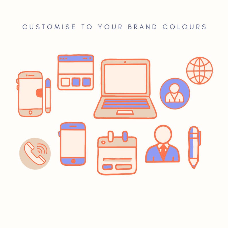 Business Icons Clipart Bundle, SVG Office Icon Pack, Hand Drawn ...