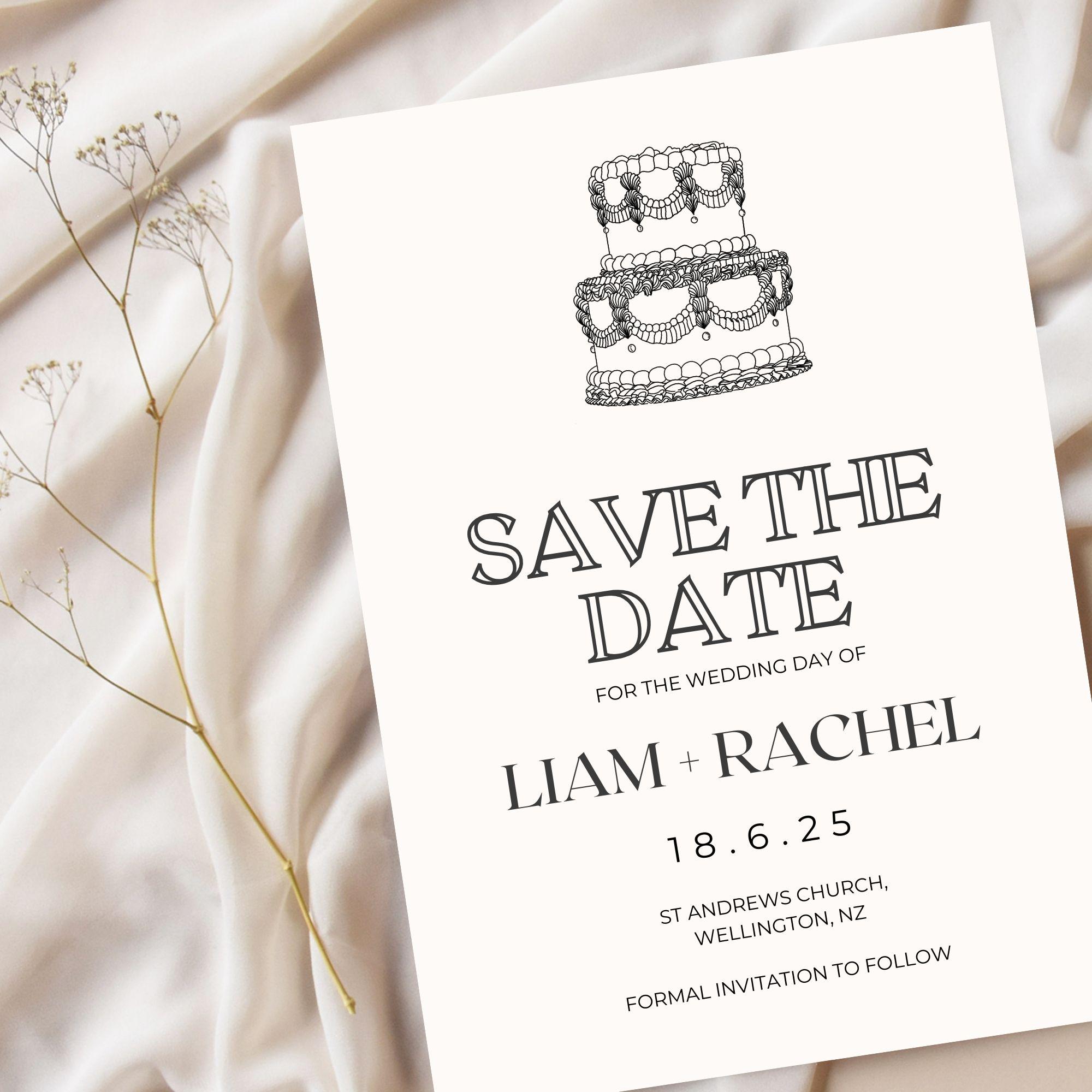 Vintage Tiered Wedding Cake Illustration, Cake Clipart, Hand Drawn ...