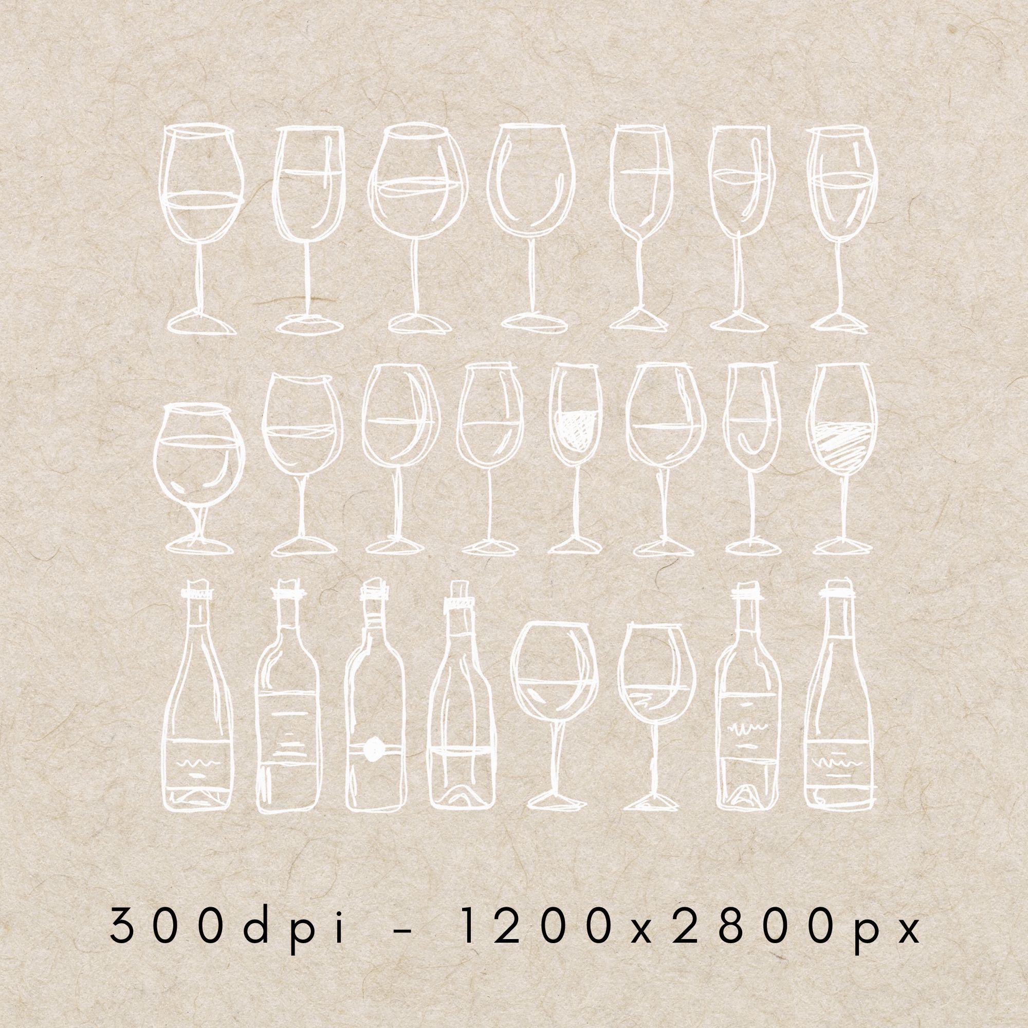 Hand Drawn Beverage Images, Quirky Wine Pen Scribble, Wine Decor ...