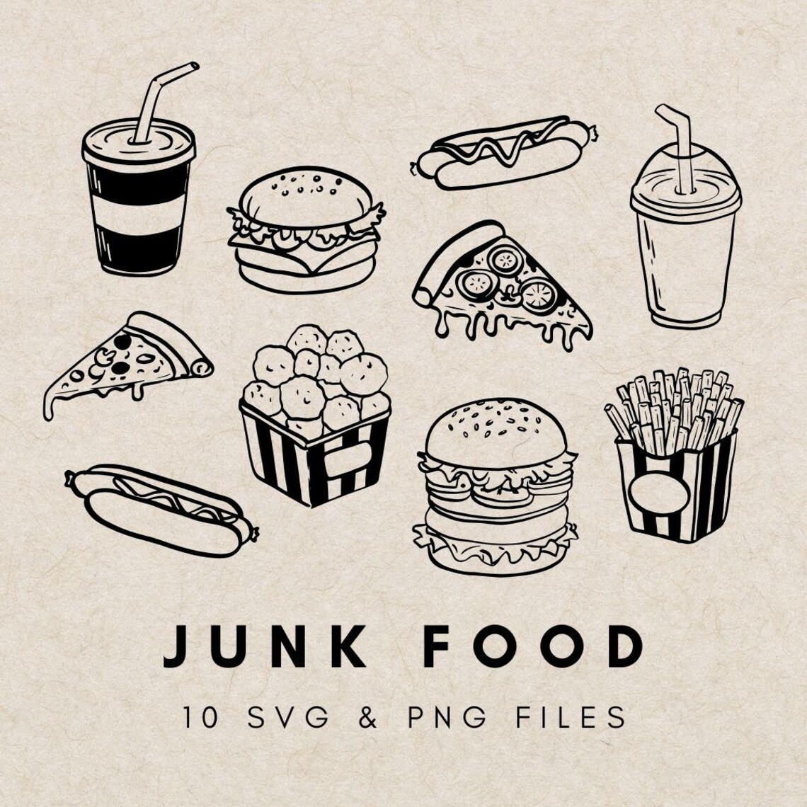Junk Food Clipart: Fast Food Illustration Bundle (PNG, SVG) - Etsy