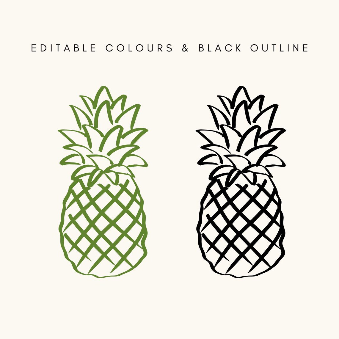 Pineapple Illustrations, Fruit Clipart, Tropical Handdrawn Quirky ...
