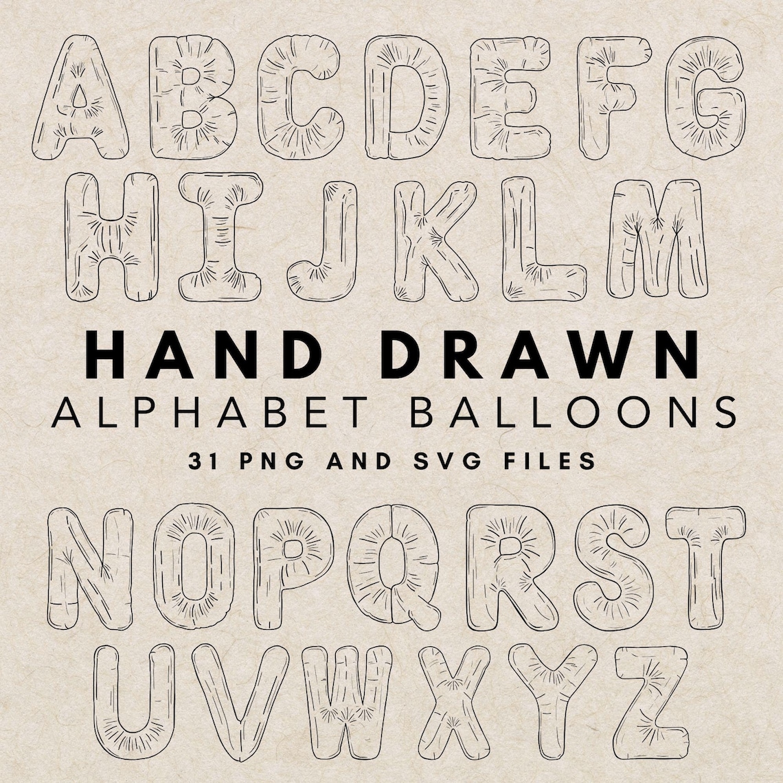 Hand Drawn Alphabet Balloons, Birthday Party Decor, Anniversary Balloon ...