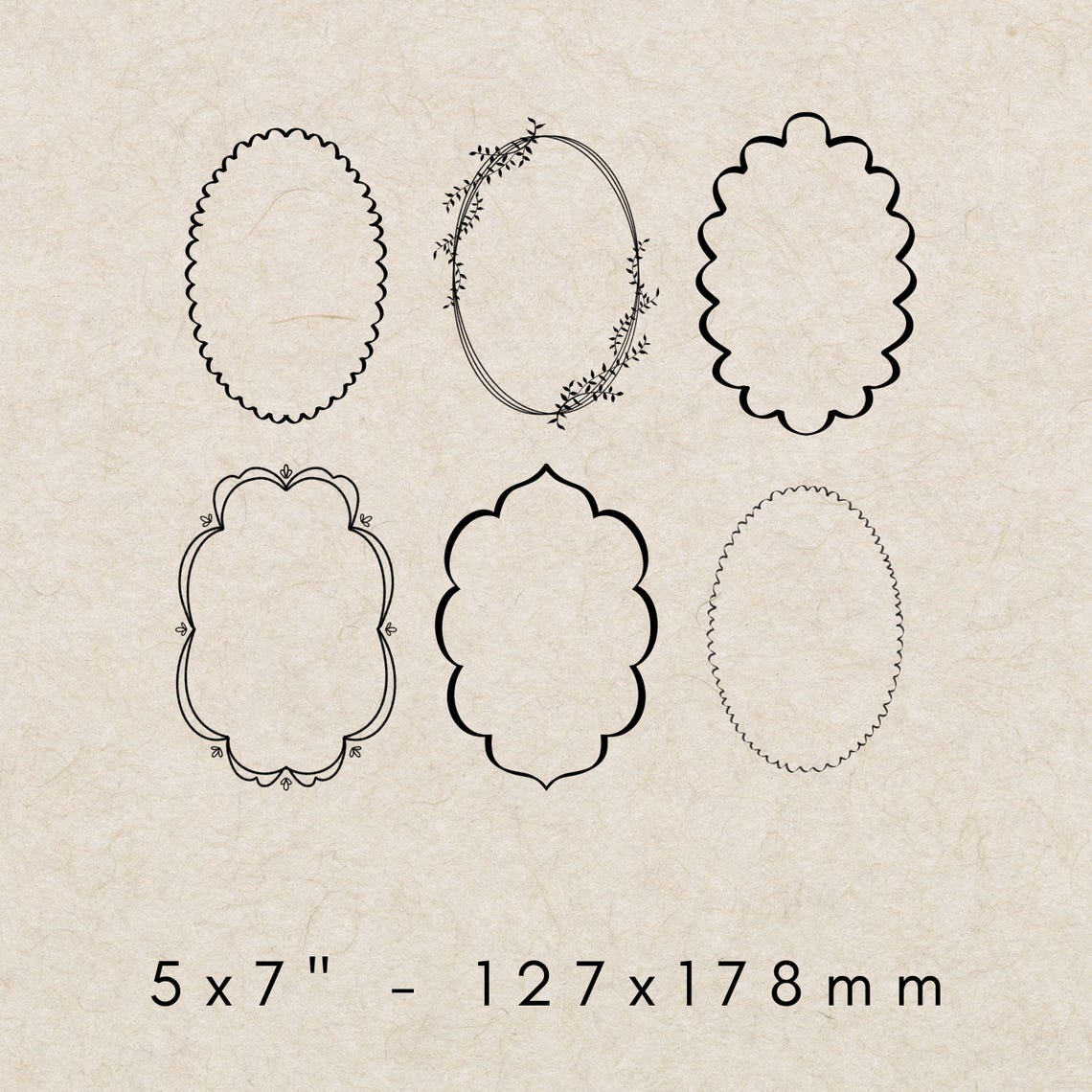 Handdrawn Oval Border Illustration PNG - Wavy Curly Oval Frame, Retro ...