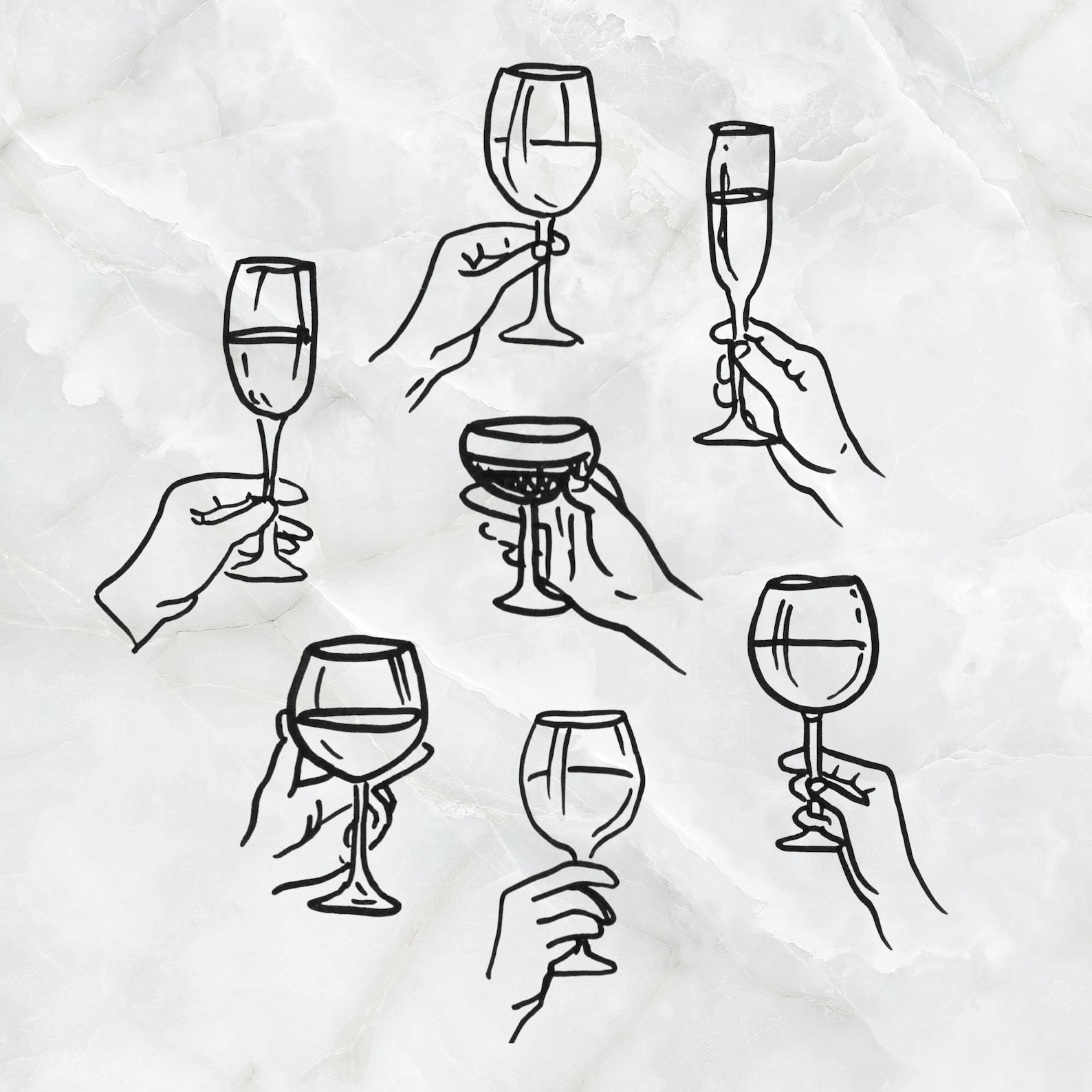 Hand Drawn Food Dessert Images, Quirky Italian French Food, Wine Decor ...