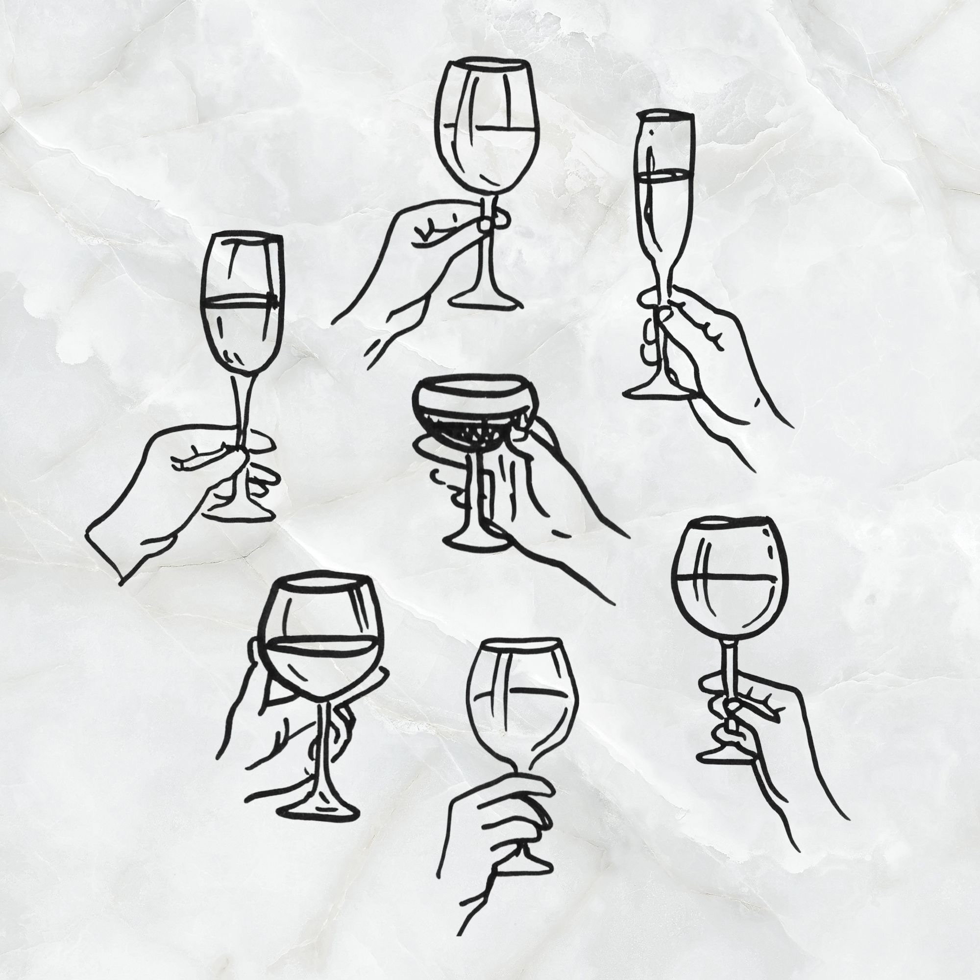 Hand Drawn Food Dessert Images, Quirky Italian French Food, Wine Decor ...